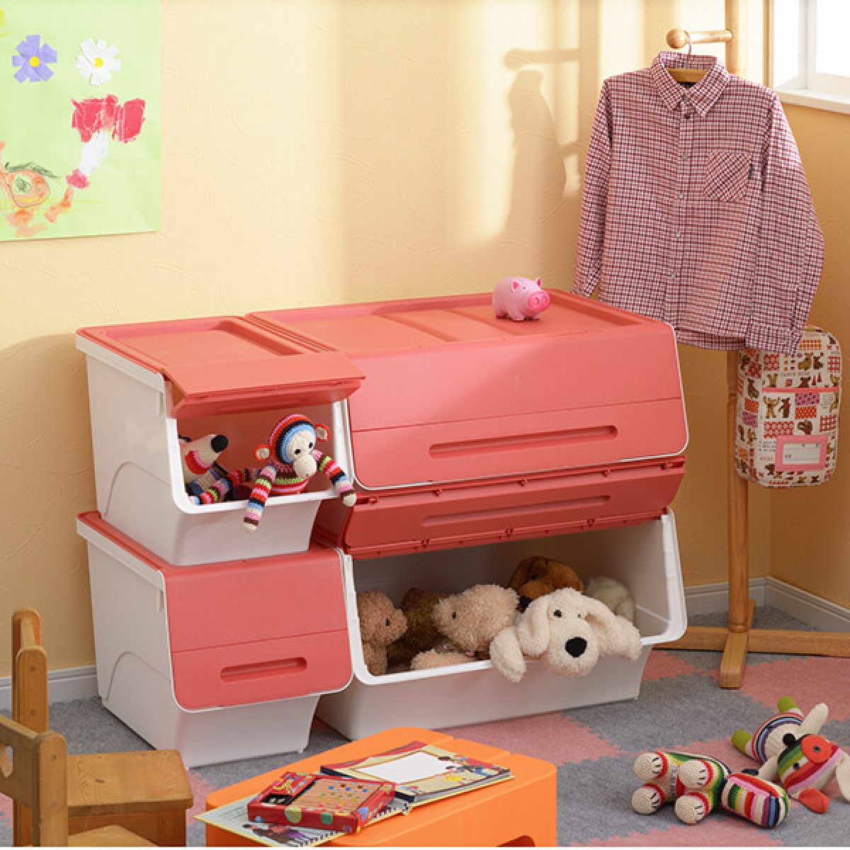 Only Pick Up Store Squ+ flip lid multi-storage container extra-wide（red）